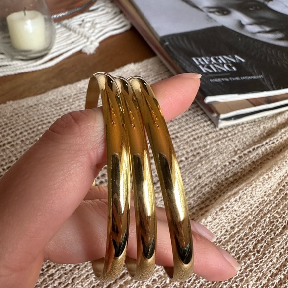 Jewelry | Set Of 3 Stainless Steel Bangles Bracelets | Poshmark